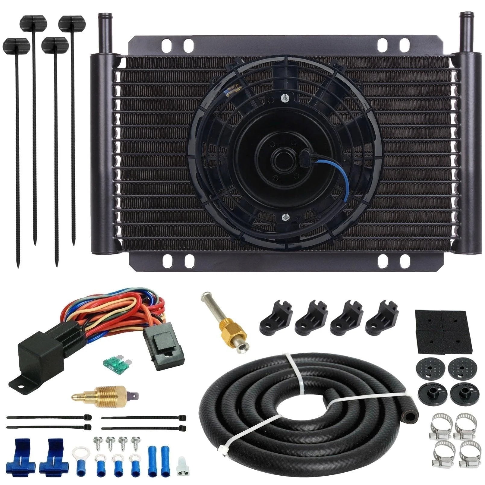 17 Row Transmission Oil Cooler Electric Cooling Fan Grounding ...