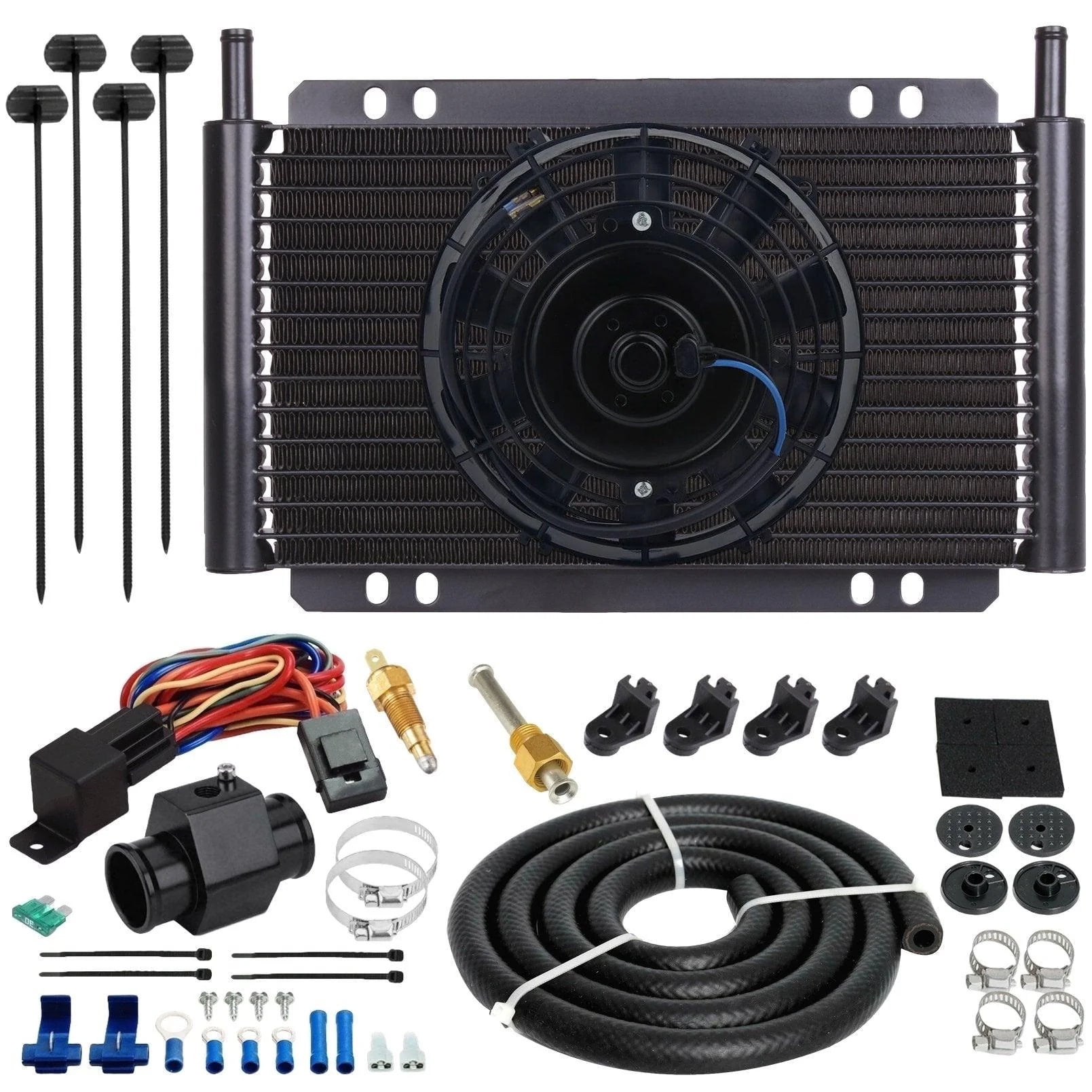 17 Row Transmission Oil Cooler Electric Fan In-Hose Grounding Temp ...