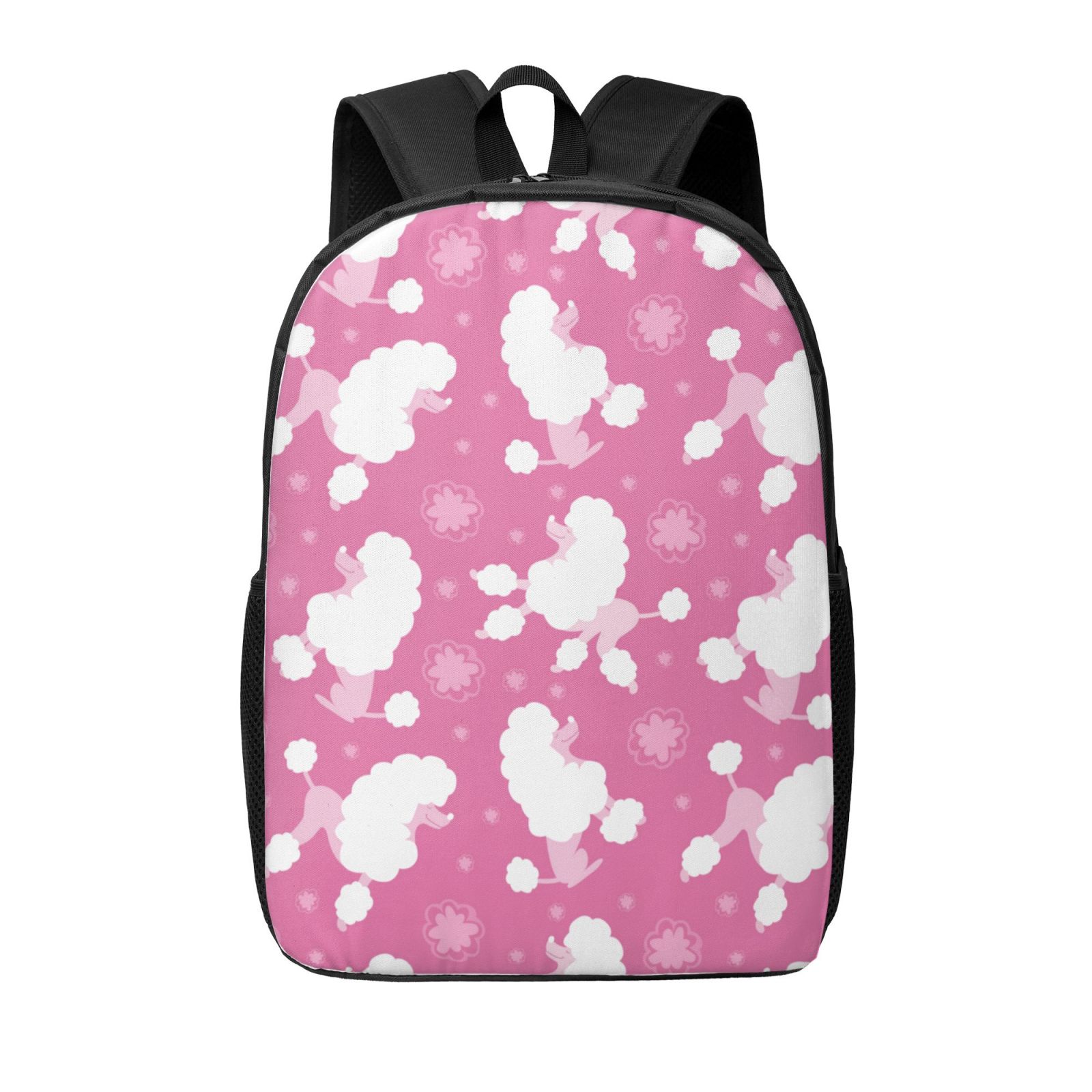 17" School Backpack for Girls Boys - Cute Poodle Dog Pink Lightweight ...