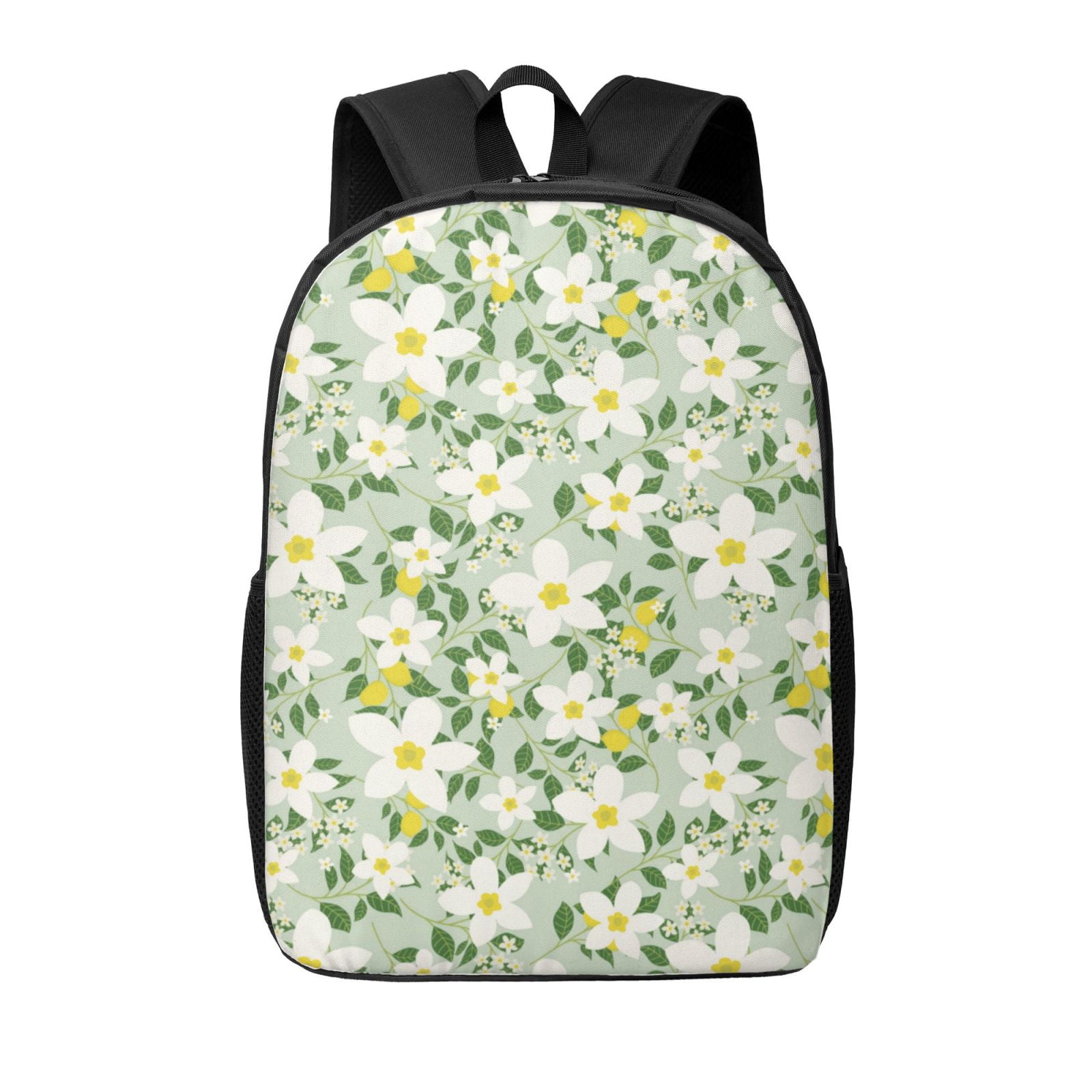 17" School Backpack for Girls Boys - Lemon floral Lightweight Travel ...