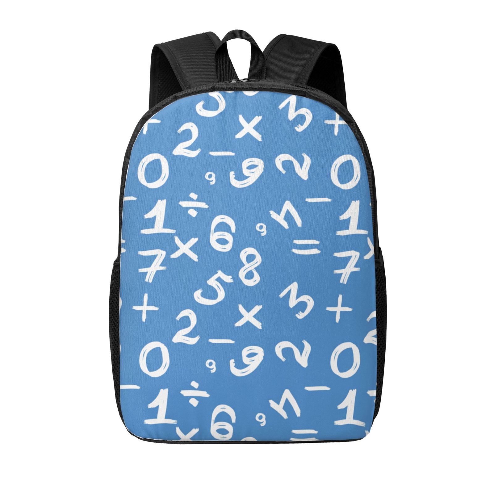 17" School Backpack for Girls Boys - blue Math Print Travel Laptop ...