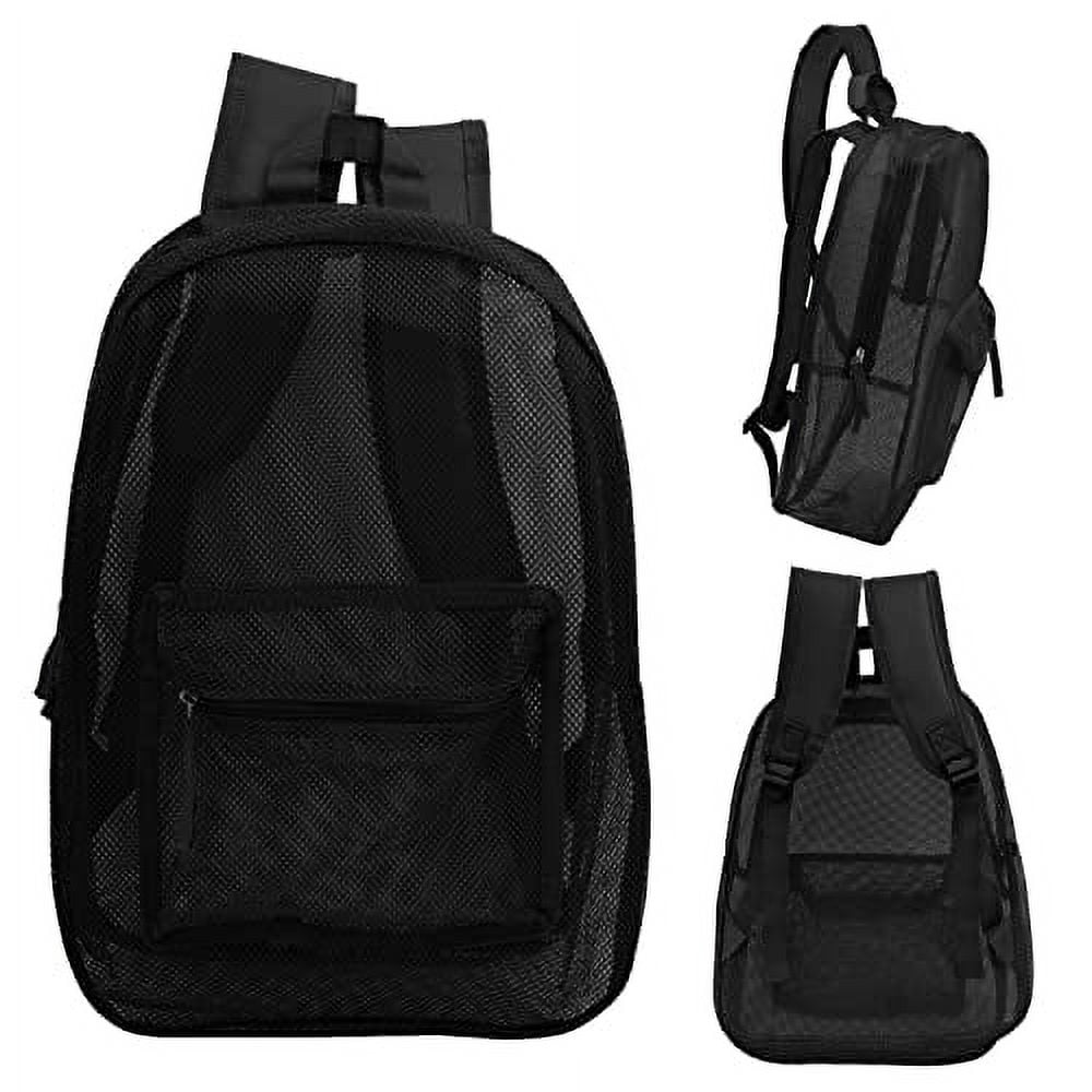 17" See Thru Mesh Wholesale Backpack in Black Colors - Bulk Case of 24 ...