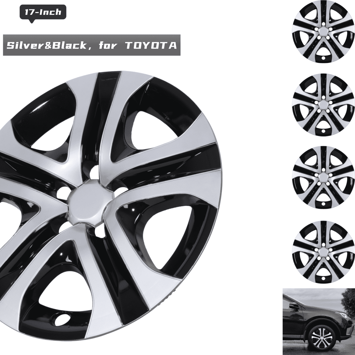 17" Set Of 4 Hubcaps Wheel Rims Cover for For 2013-2018 TOYOTA RAV4 ...