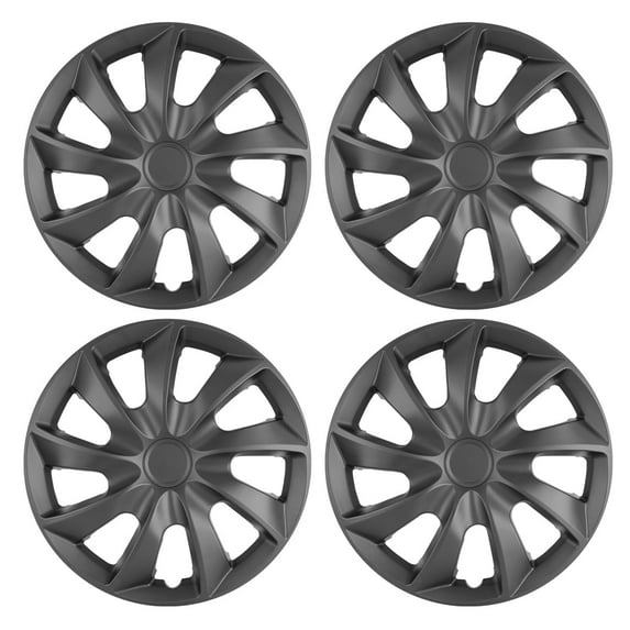 Winjet 17 inch Set of 4 Black Wheel Covers Hub Caps Snap-On for Steel ...