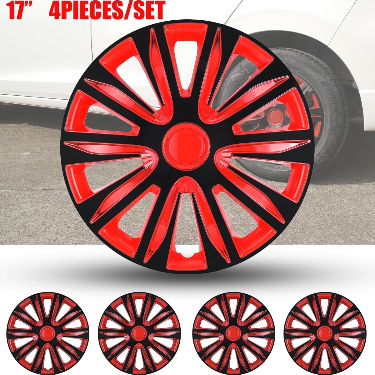 17" Set of 4 Universal Wheel Covers Snap on Hubcaps Full Hub Caps Fit ...