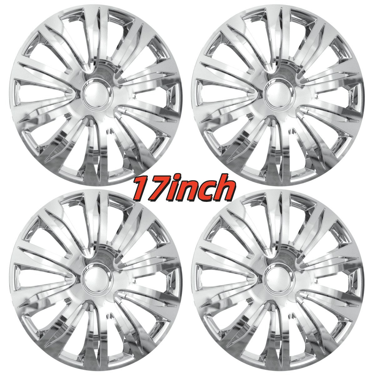 17" Silver Hubcaps/Wheel Covers for Most Cars,Set of 4 Snap on Car ...