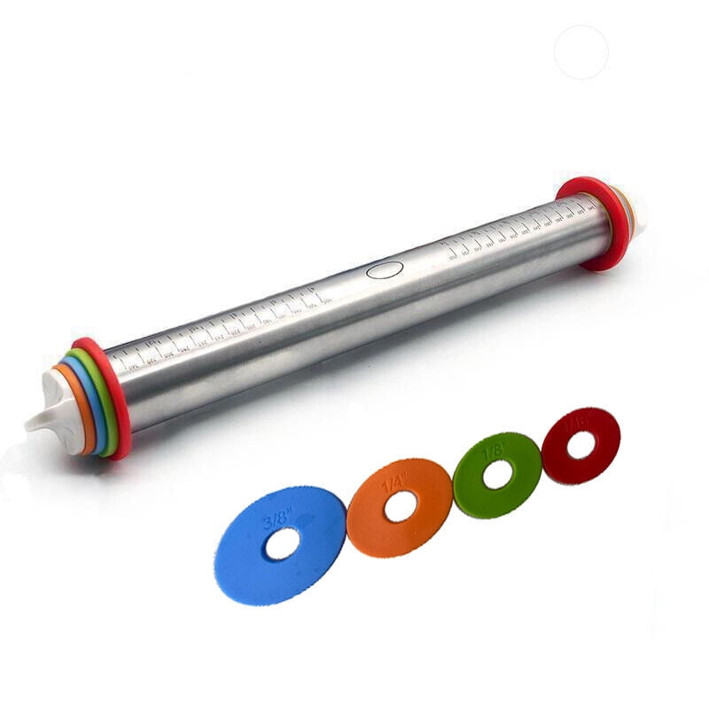 17" Stainless Steel Rolling Pin Non-stick surface with Thickness ...