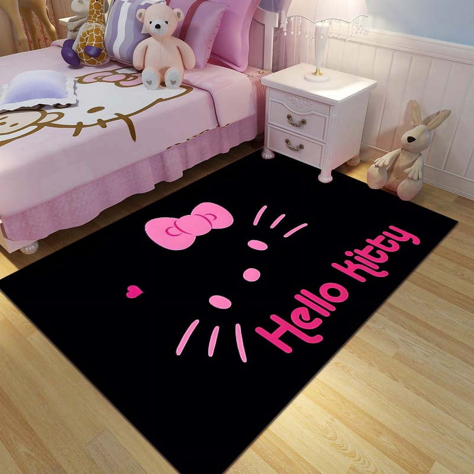 17 Styles Sanrio Hello Kitey Print Black Carpet Rug for Home Living ...