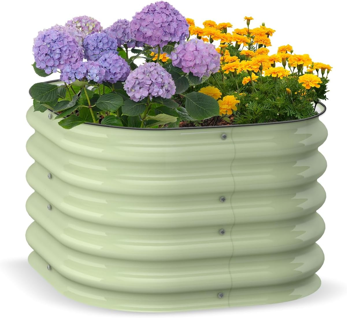 17" Tall 2x2ft Galvanized Raised Garden Bed Kit, 4IN1 Large Oval ...