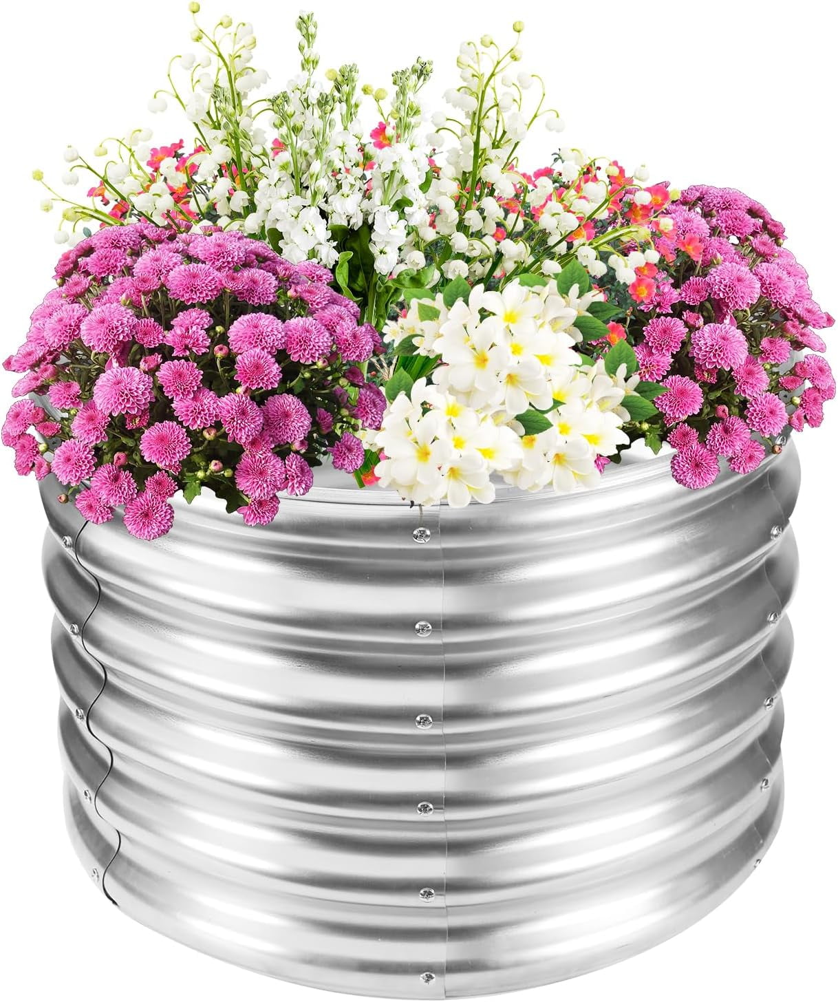 17" Tall Elevated Round Metal Rised Garden Bed- 2'x2' in Size and 0.8MM ...