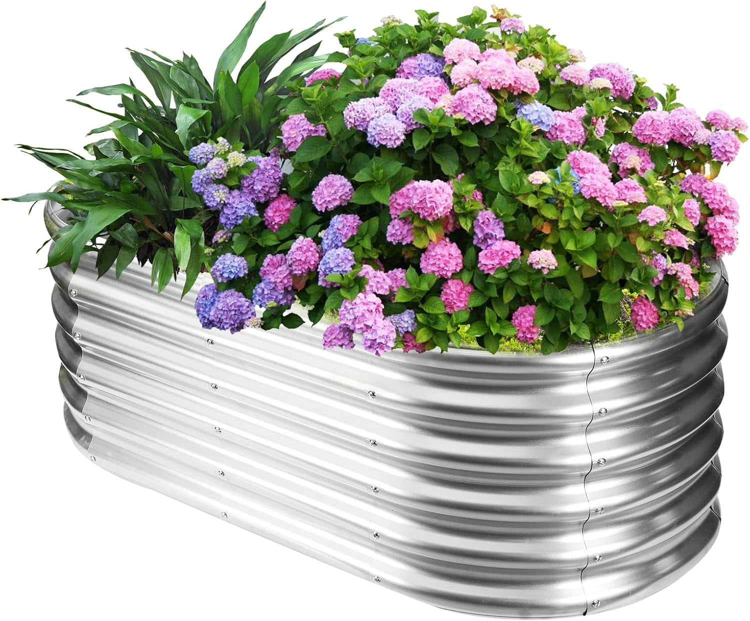 17" Tall Outdoor Garden Raised Garden Bed Kits, 4ft X 2ft Oval,0.8MM ...