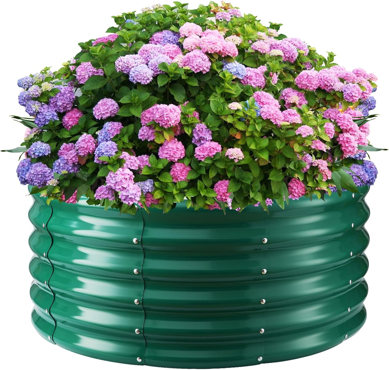 17" Tall Round Outdoor Garden Raised Garden Bed Kits- 0.8MM Thick Metal Raised Planter Bed ...