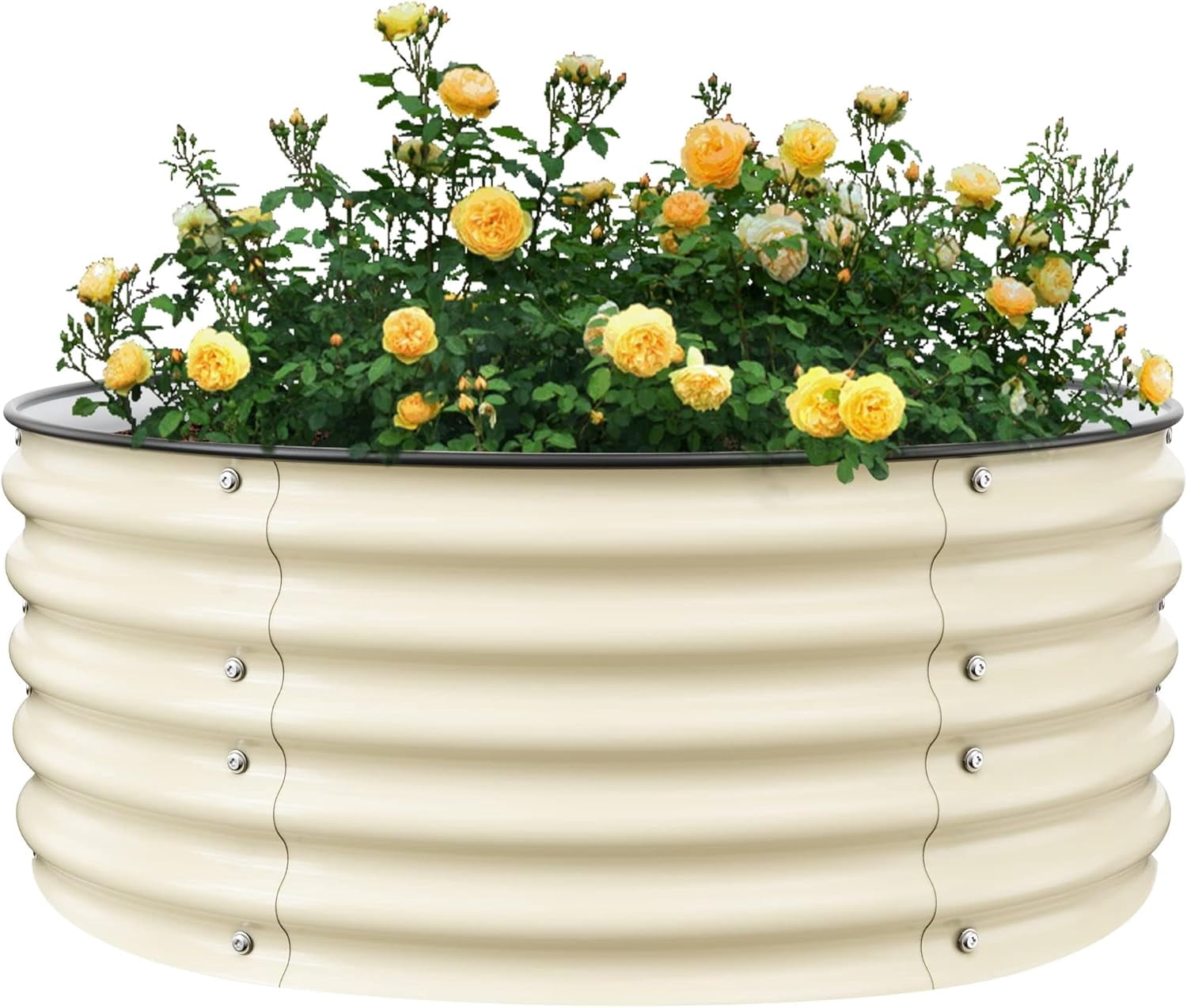17'' Tall Round Raised Garden Bed Kit, Outdoor Zinc-Aluminum-Magnesium ...
