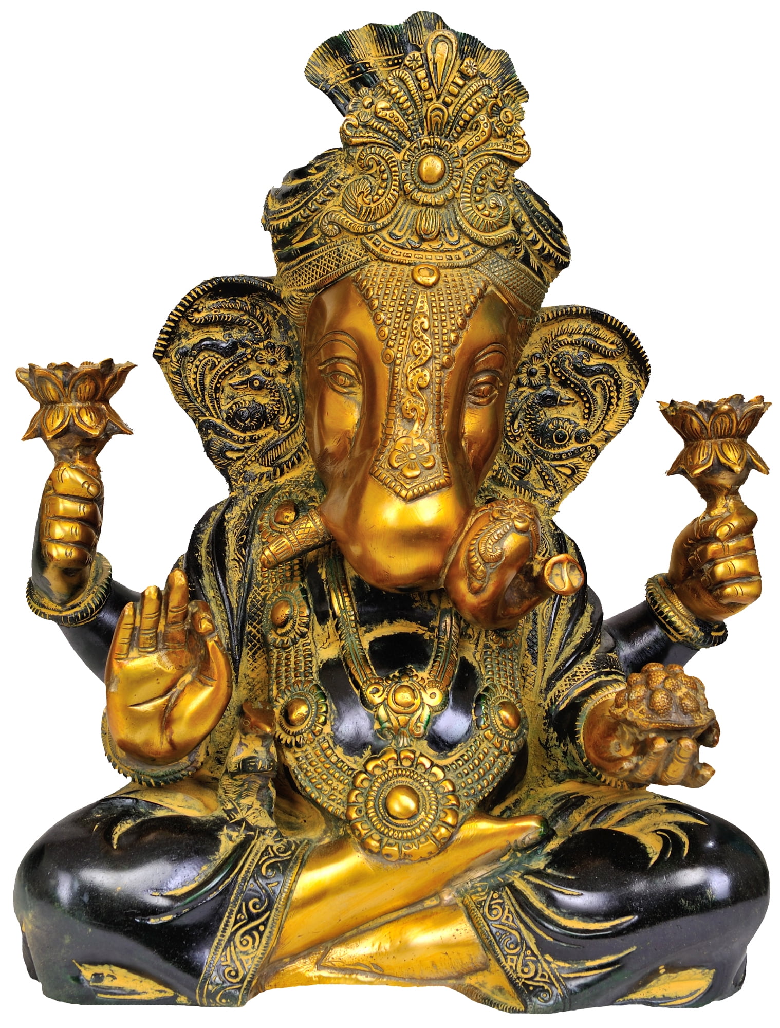 17" Turban Ganesha Sculpture in Brass | Handmade | Made in India ...