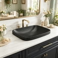 17"W x 15"D Matte Black Semi-Recessed Rectangular Vessel Sink, with ...