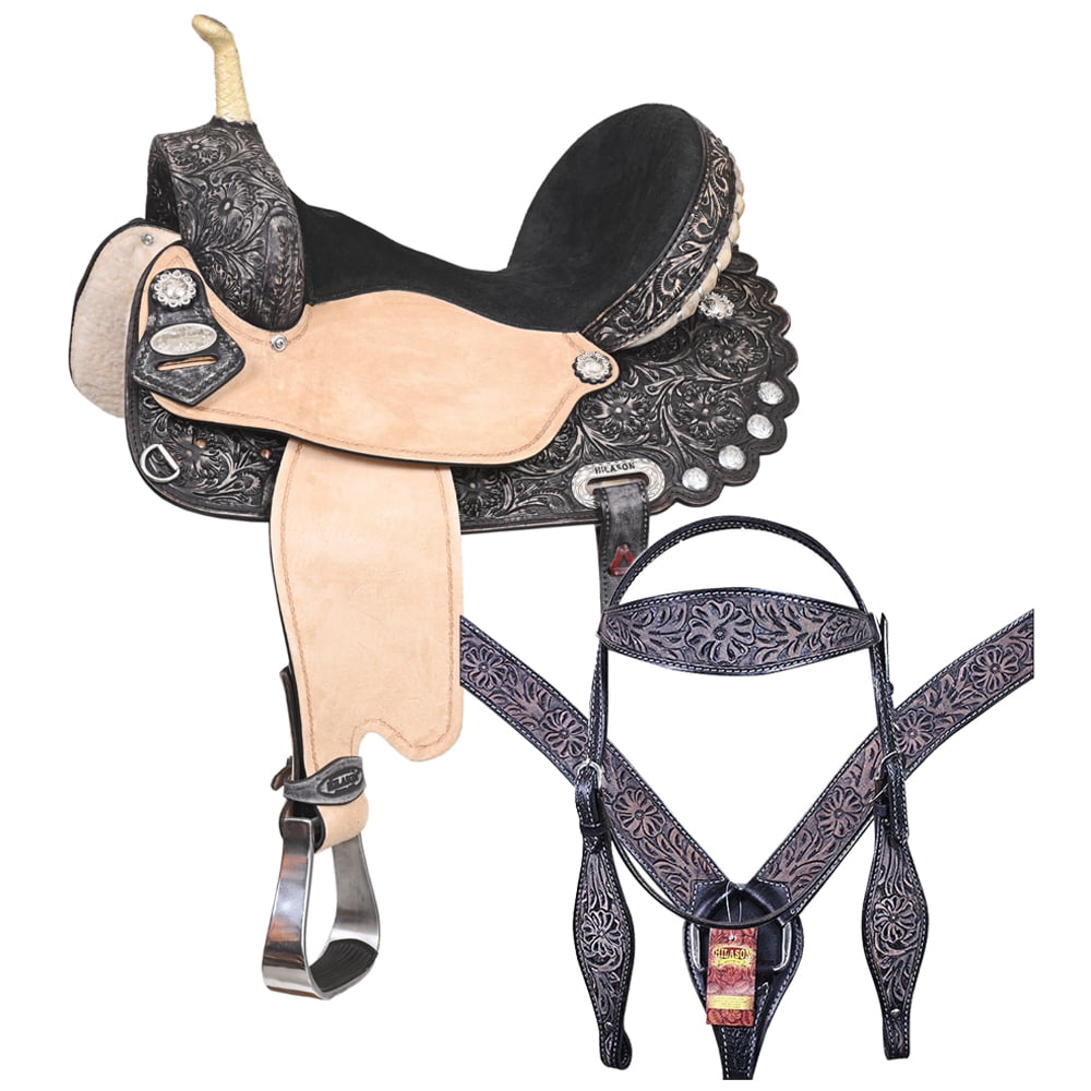 17 Western Horse Saddle American Leather Flex Trail Barrel Tack Hilason ...