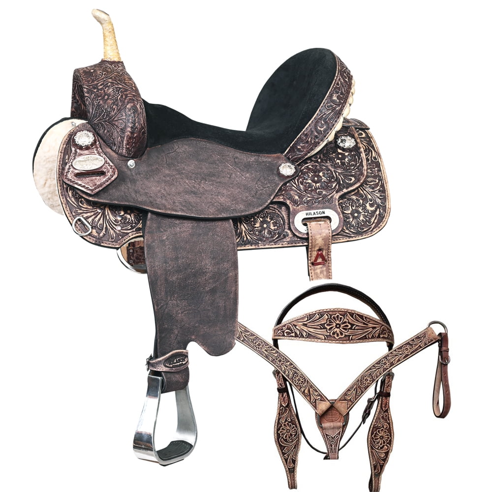 17 Western Horse Saddle American Leather Flex Trail Barrel Tack Hilason ...