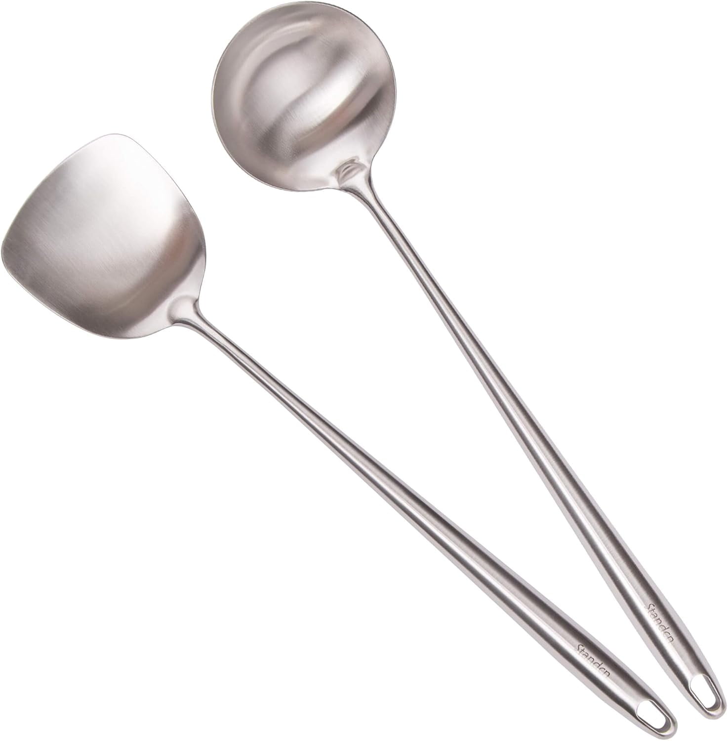 17” Wok Spatula and Ladle - 304 Stainless Steel Wok Tools Set, 2-Pieces ...