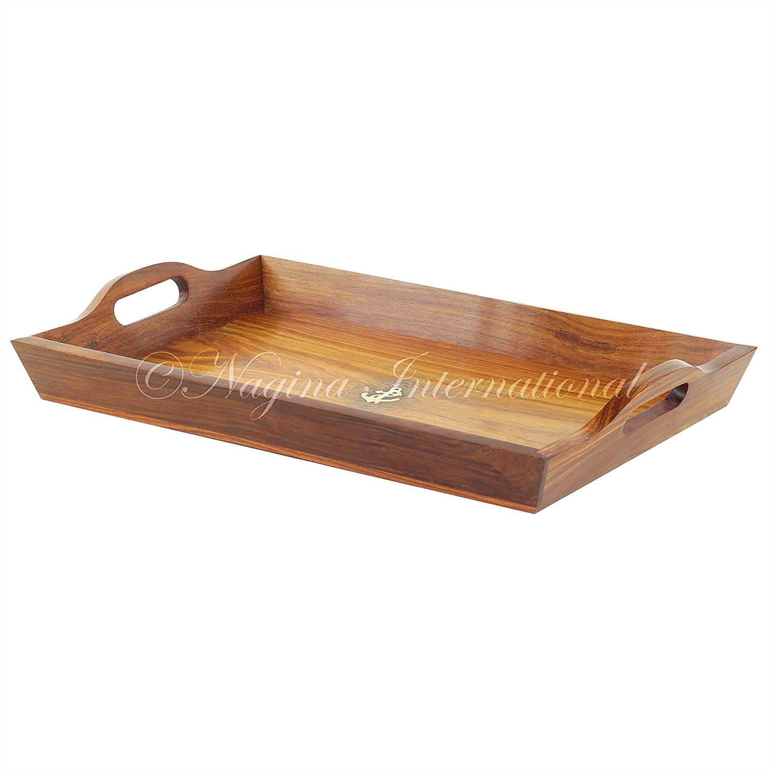 17" Wooden Trays Premium Finished & Polished | Food Carrier Platters ...