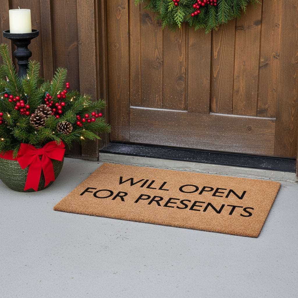 17" X 29" Brown And Black Christmas Outdoor Coir Door Mat - Walmart.com