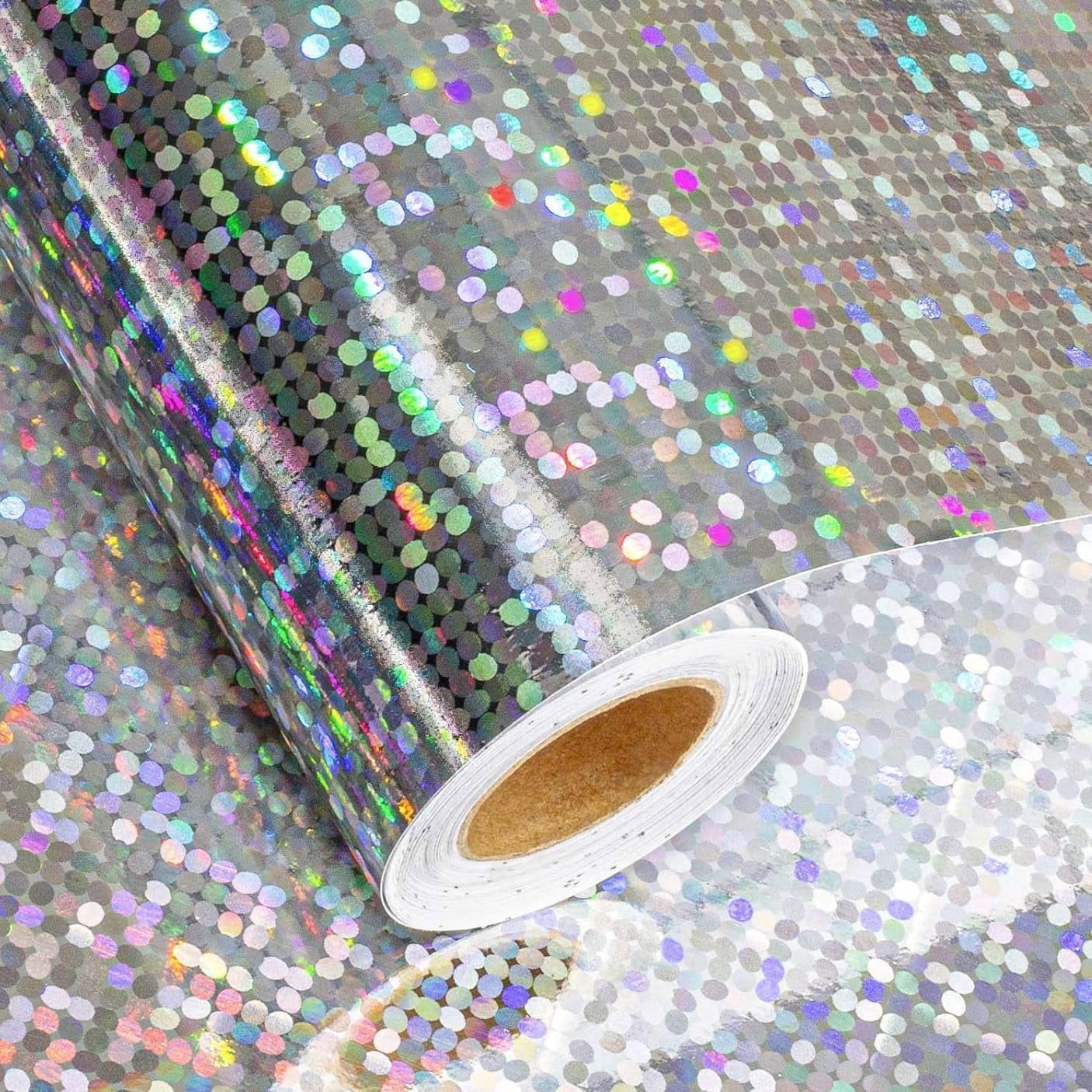 17 In X 32.8 Ft (46.5 sq.ft.) Holographic Wrapping Paper Roll, Silver ...