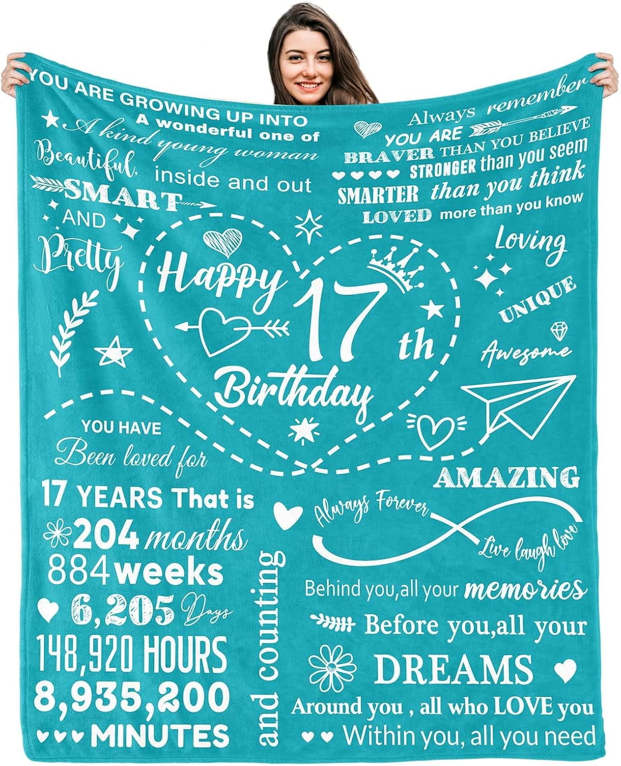 17 Year Old Girl Gifts: 50" X 60" Birthday Blanket, Teen Girls 17th ...