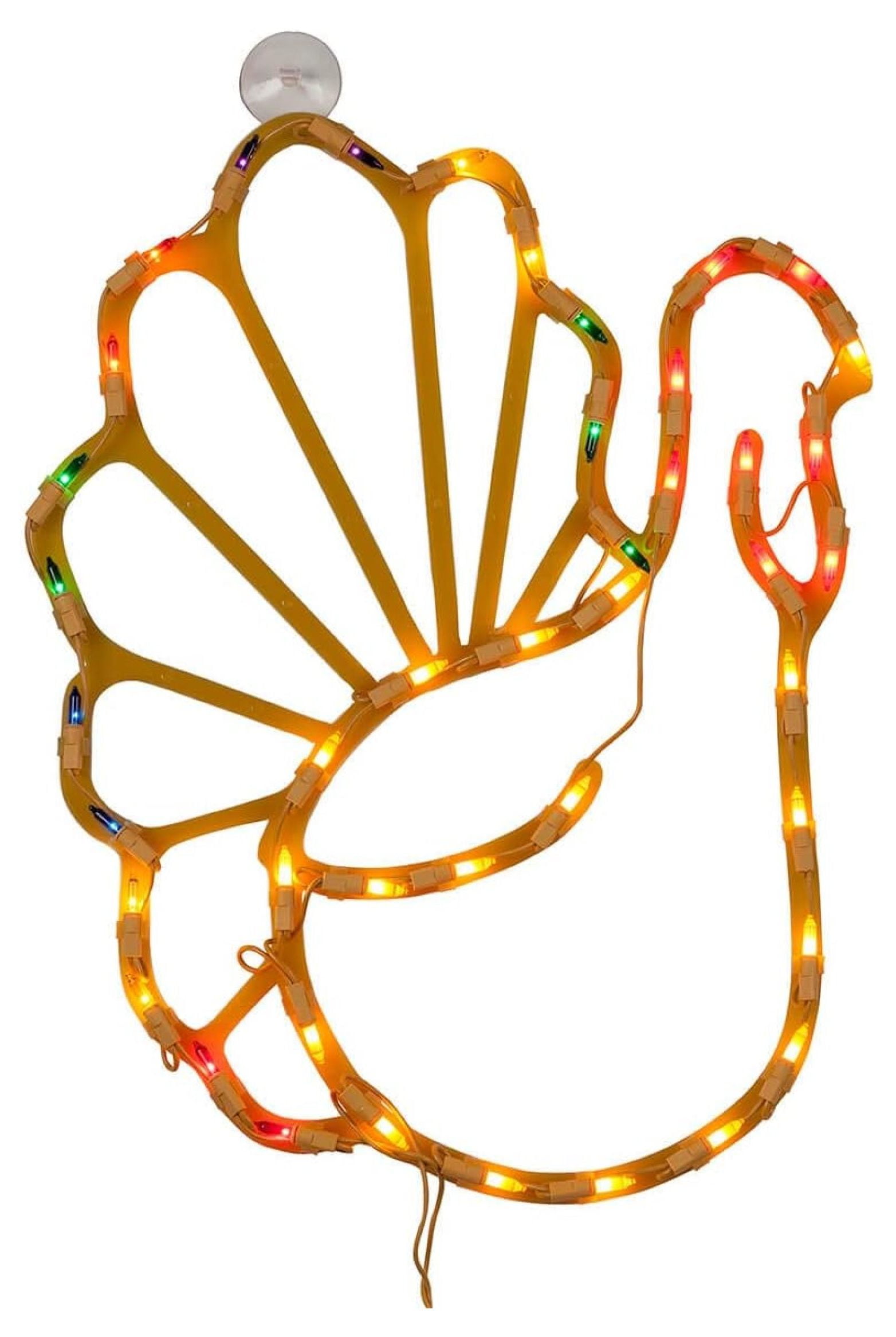17" Yellow and Red Lighted Thanksgiving Turkey Window Silhouette ...