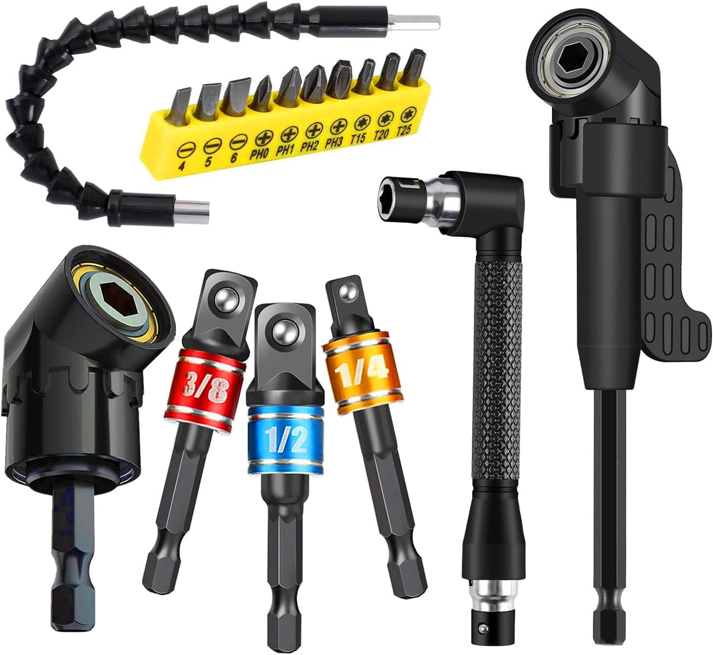 17 count Flexible Drill Bit Extension, Include 3 count Impact Socket 2 ...