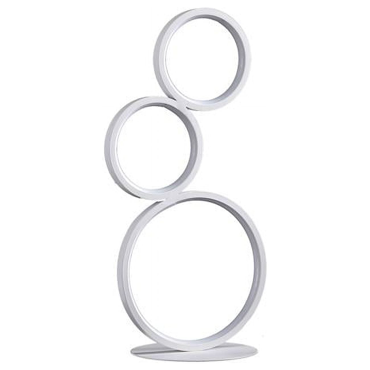 17 in. 3-Ring Shaped Odu LED Minimalist Metal Table Lamp, White ...