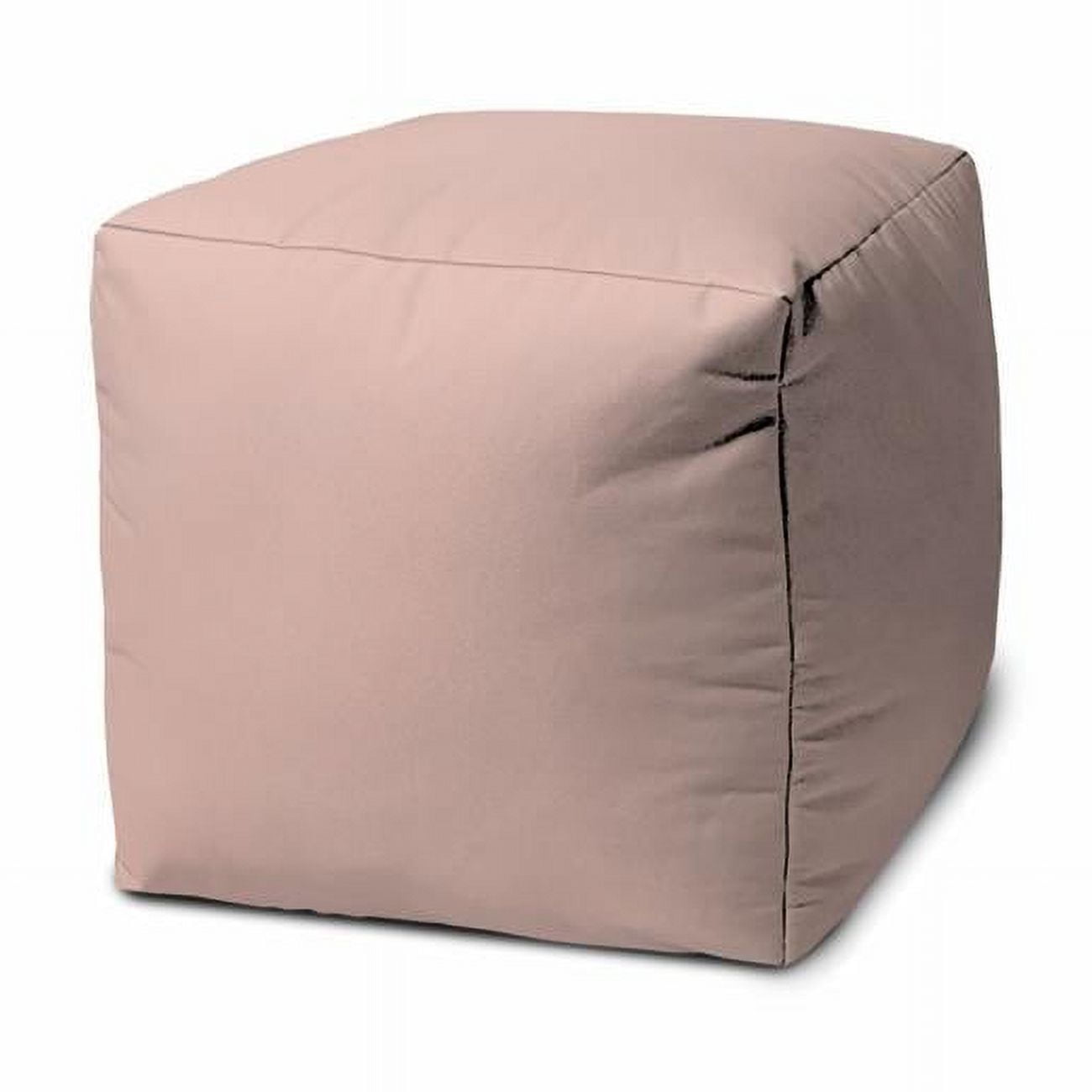17 in. Cool Blush Solid Color Indoor Outdoor Pouf Ottoman, Pale Pink ...