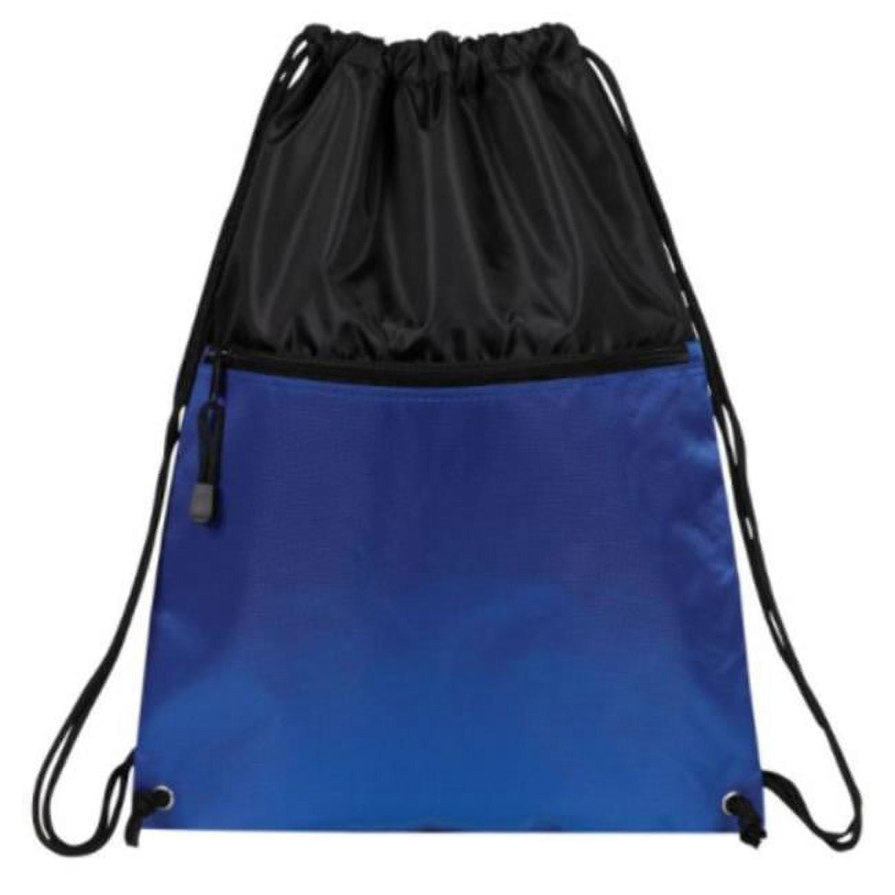17 in. Drawcord Backpacks with Zipper Pocket, Black & Royal Blue - Case ...