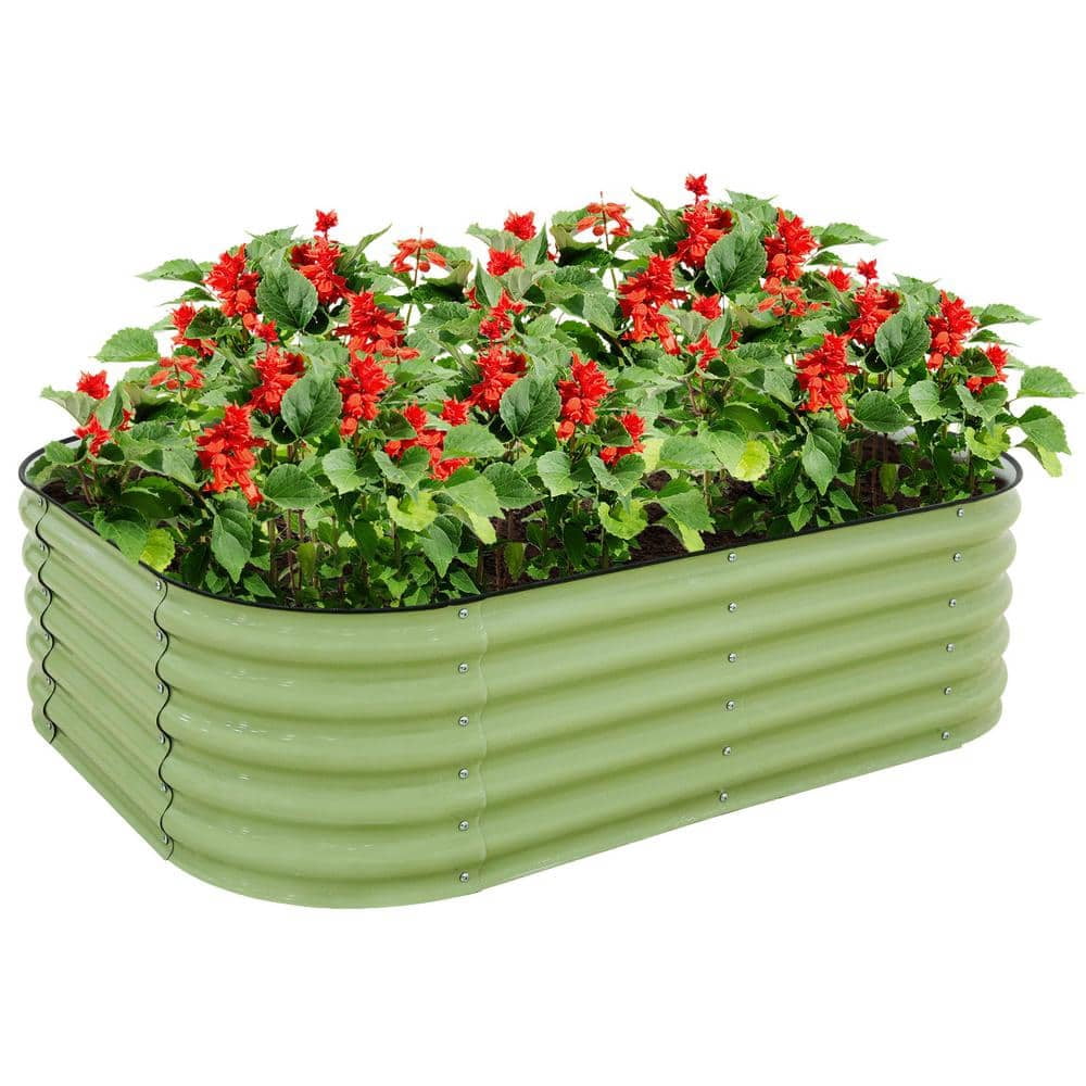 17 in. Tall Outdoor Galvanized Steel Raised Garden Bed Planter ...