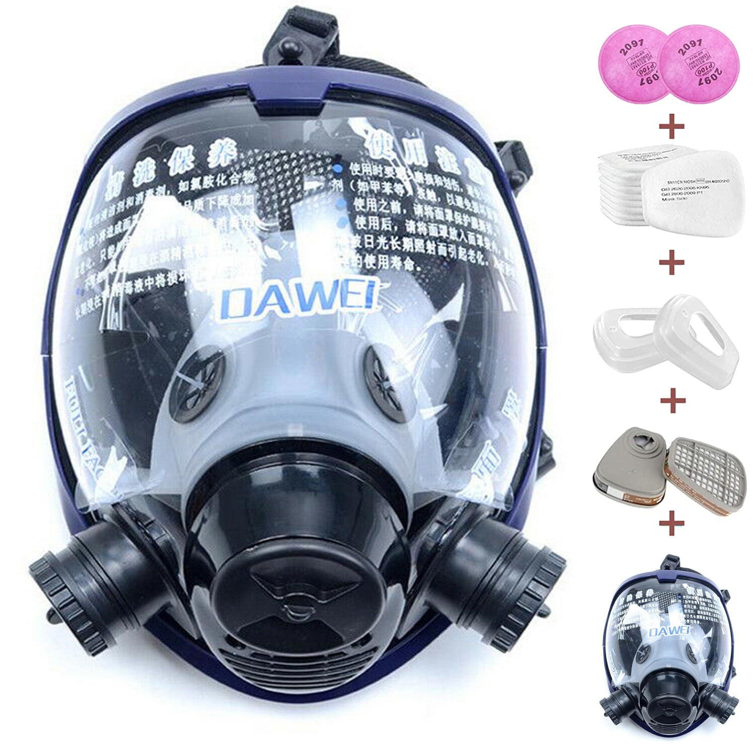 17 in1 Full Face Gas Mask Facepiece Respirator For Painting Spraying ...