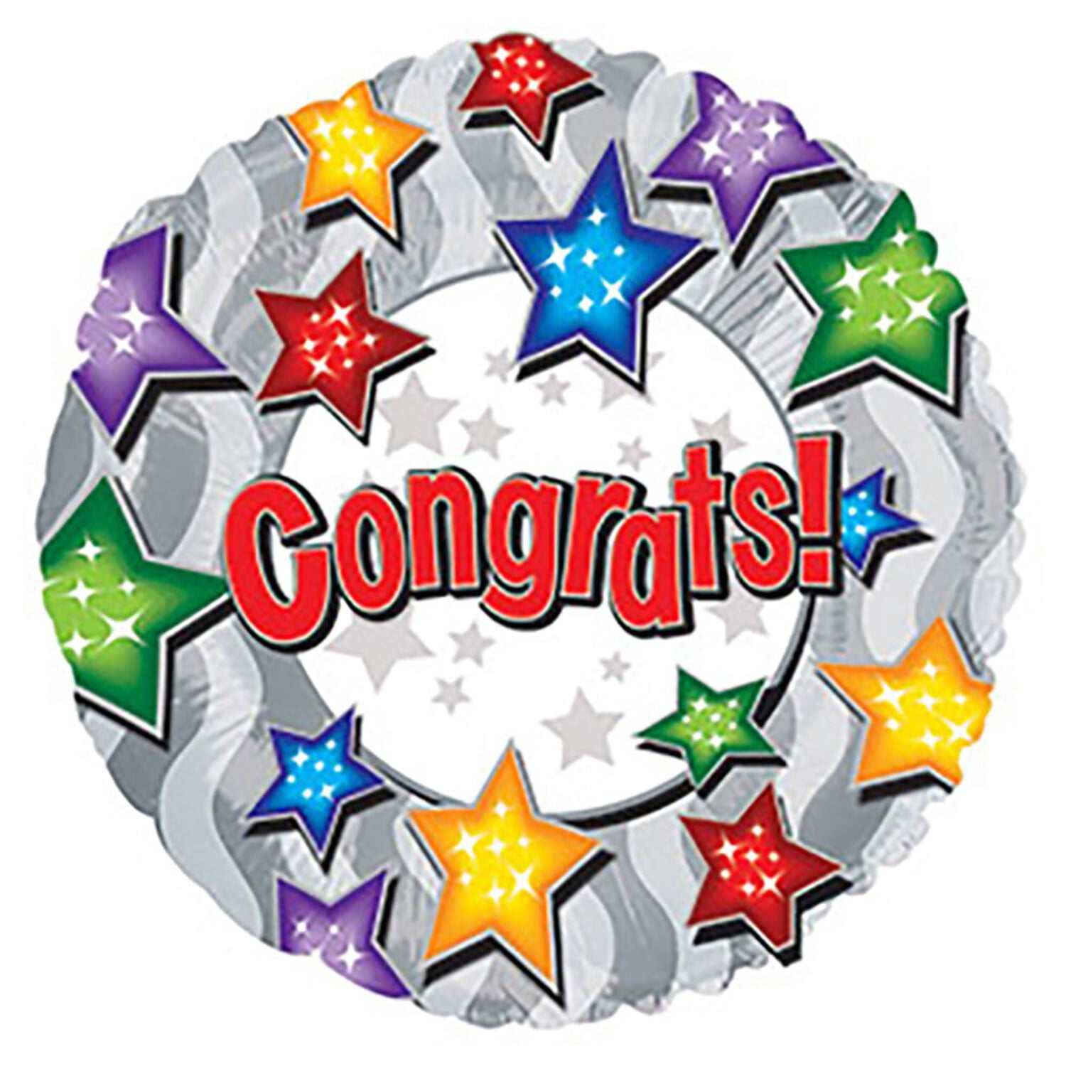 17 inch CTI Congrats Stars N Stars Foil Mylar Balloon - FLAT - Qty 1 ...