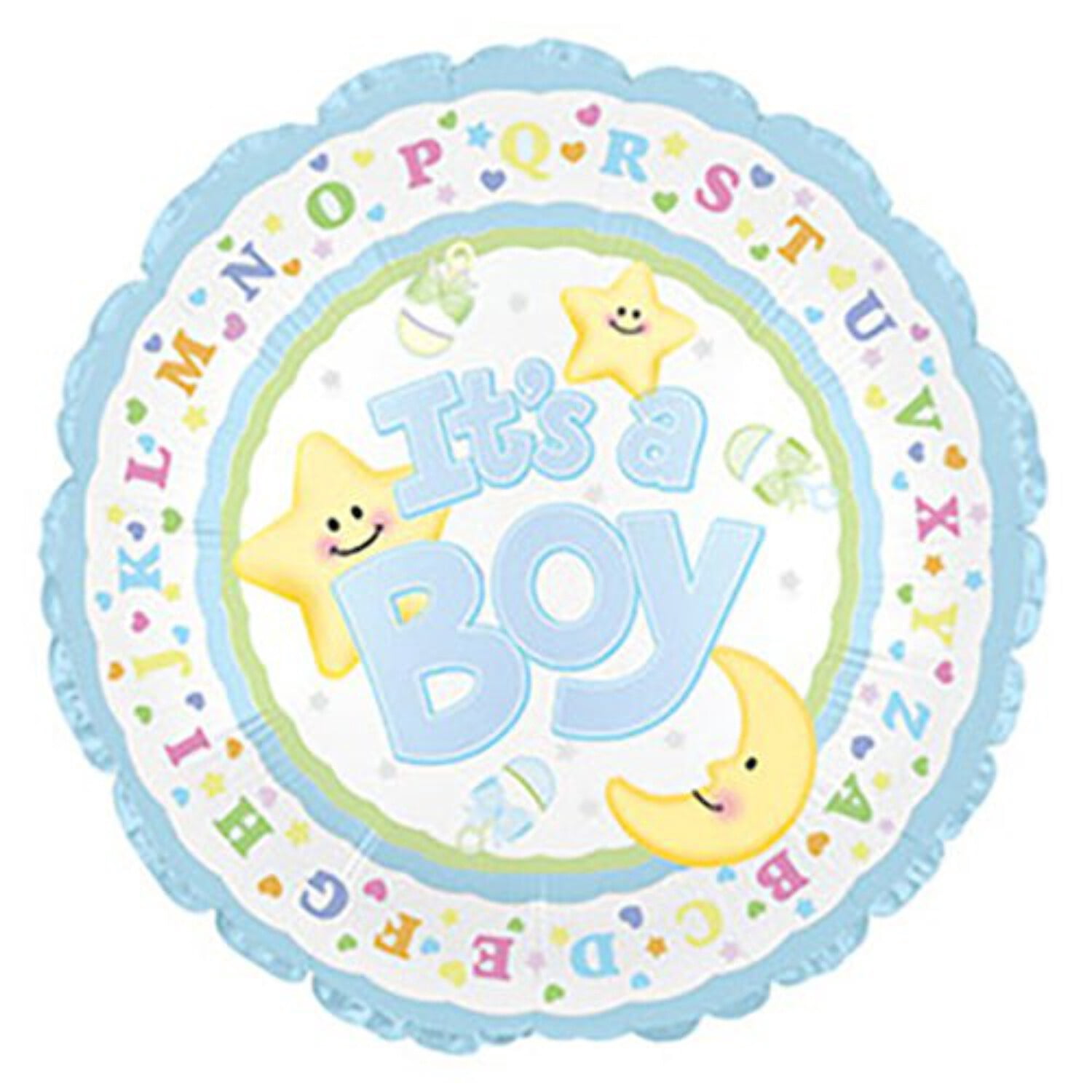 17 inch It's a Boy Moon & Stars Foil Mylar Balloon - Party Supplies ...