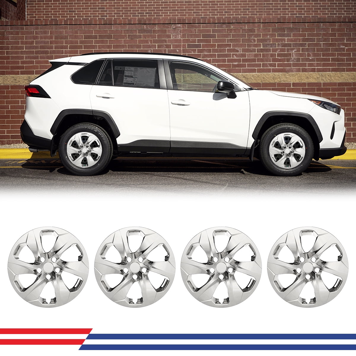 17 inch Set of 4 Hubcaps Wheel Rims Cover R17 for 2019-2025 Toyota Rav4 ...