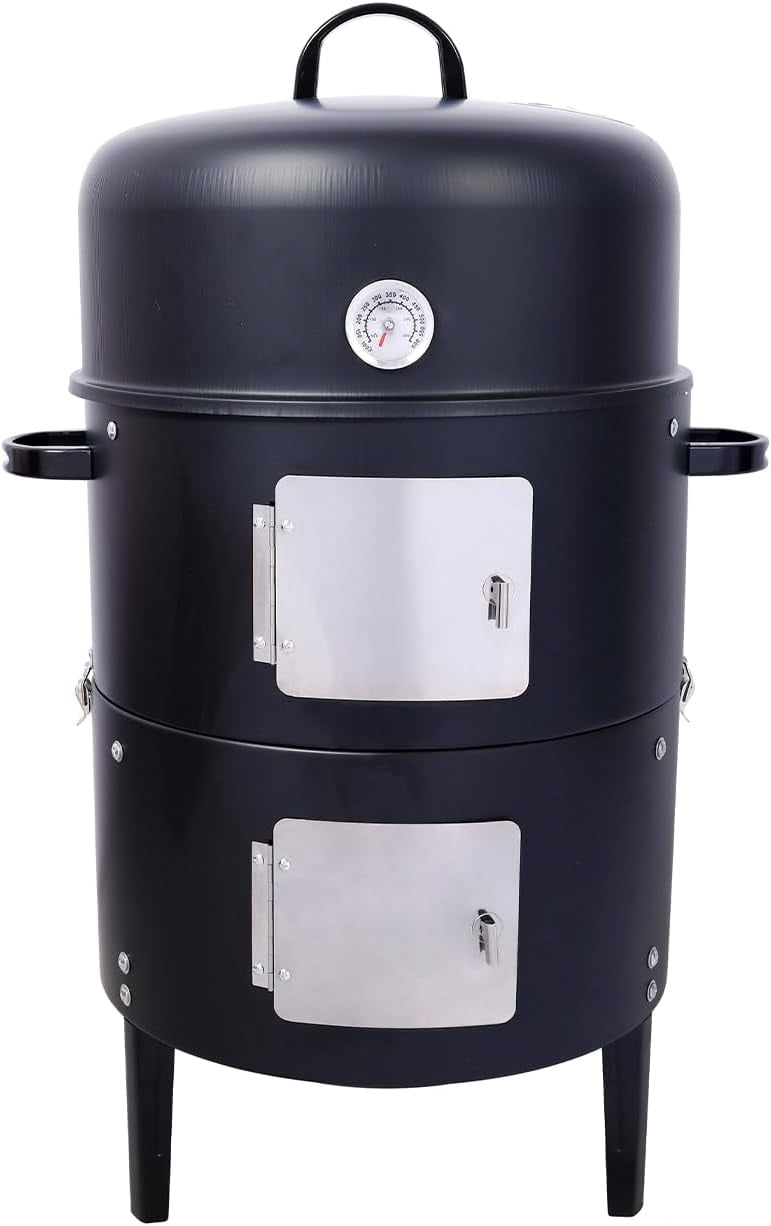 17 inch Vertical Charcoal Smoker, BBQ Grill, Fire Pit, 3-in-1 with ...