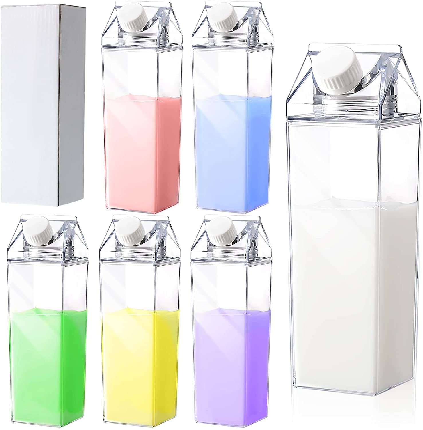 17 oz Milk Carton Water Bottles Plastic Clear Milk Bottles Portable ...
