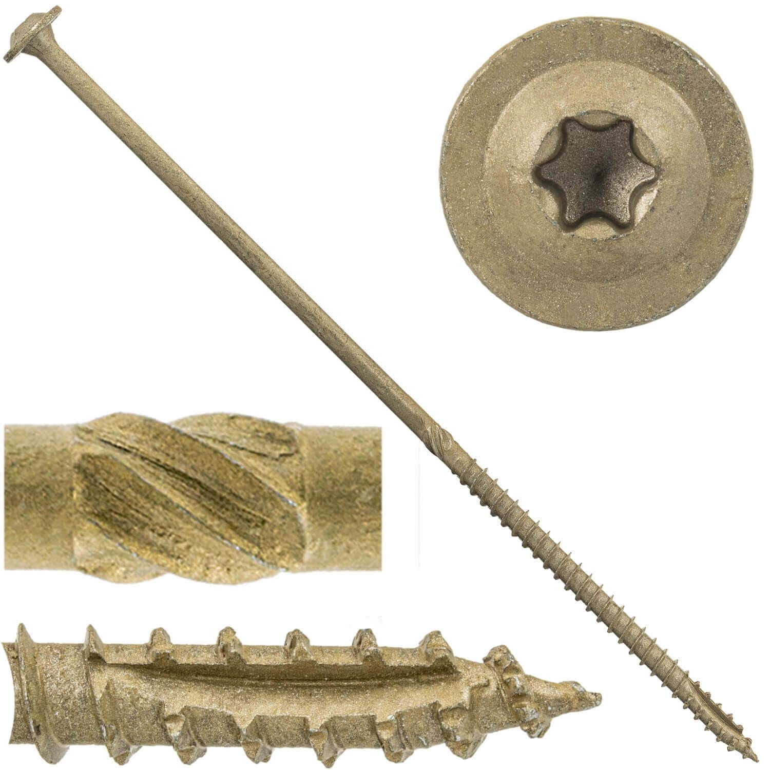 #17 x 10 Construction Lag Screw - Torx/Star Drive Heavy Duty Structural ...