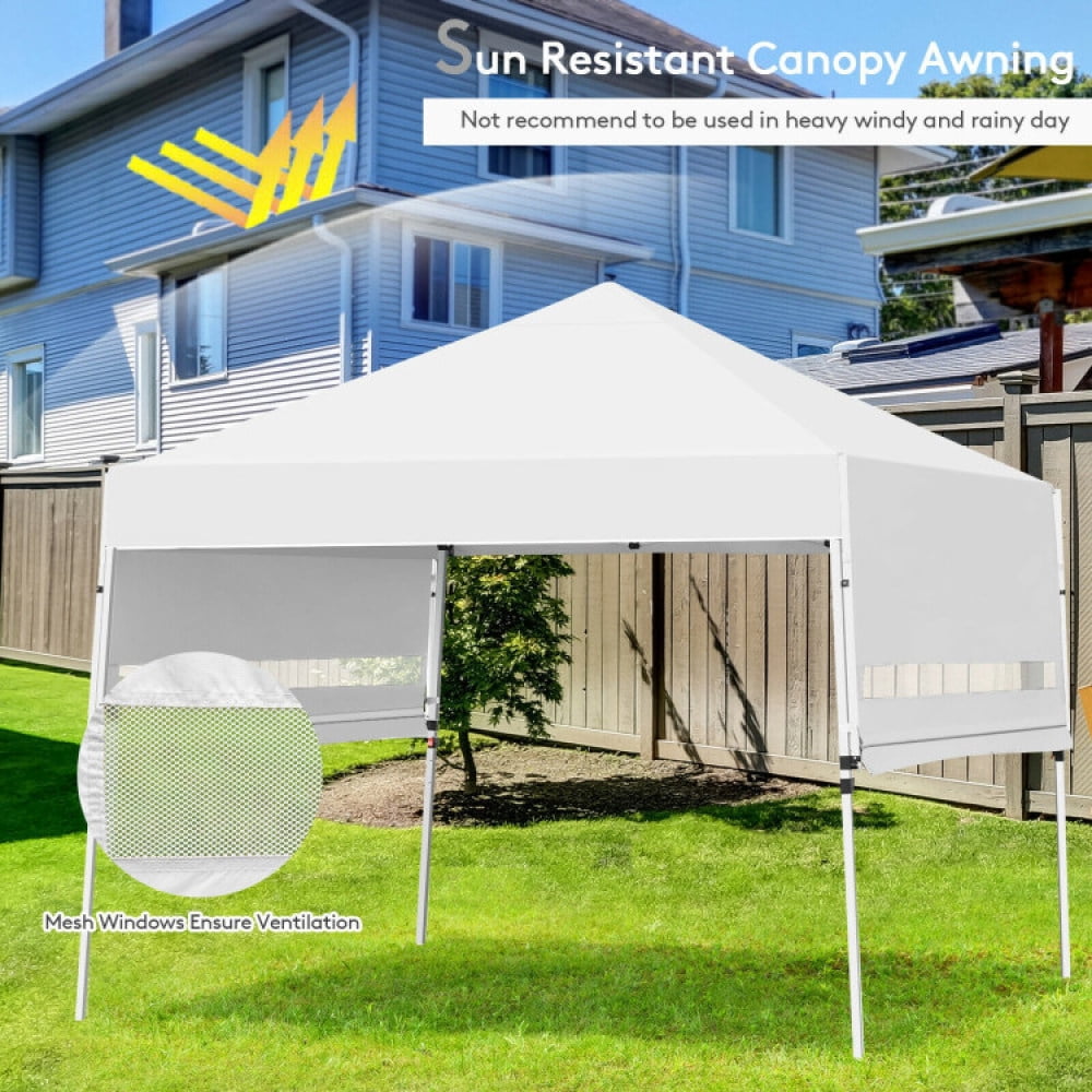 17 x 10 Feet Foldable Pop Up Canopy with Adjustable Dual Awnings ...