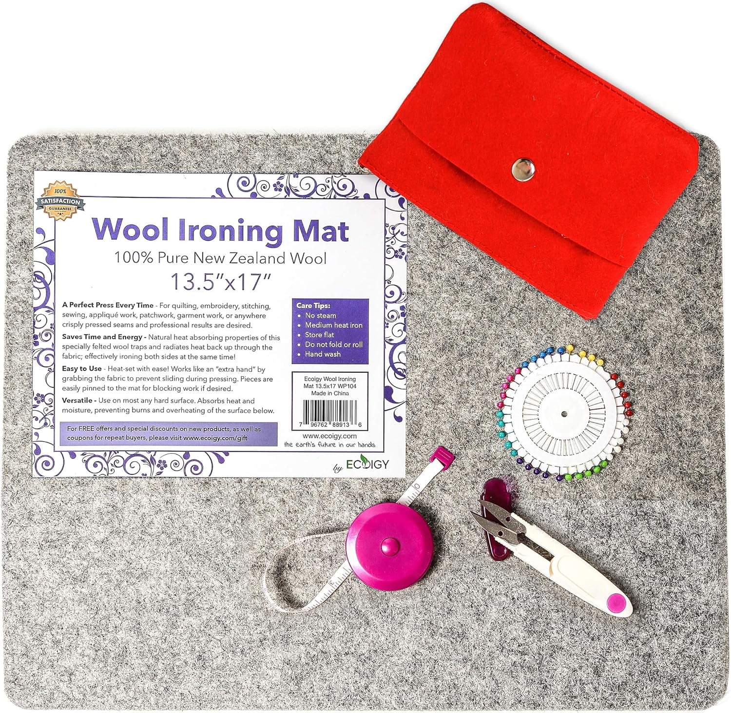 17" x 13.5" Wool Ironing Pad, 1/2" Thick Wool Pressing Mat for Quilting ...
