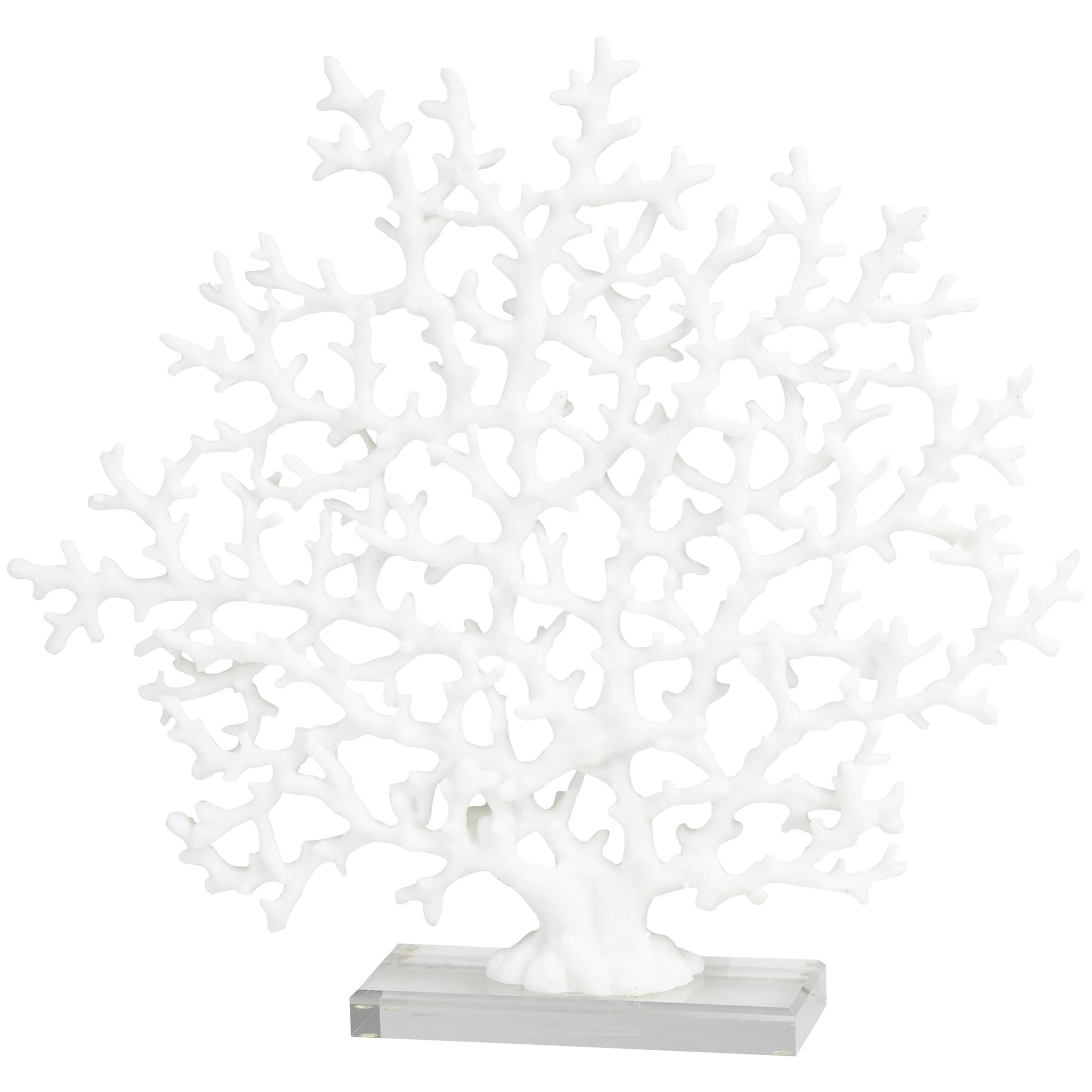 Free Shipping! DecMode 17x16 White Resin Coral Sculpture with Clear ...