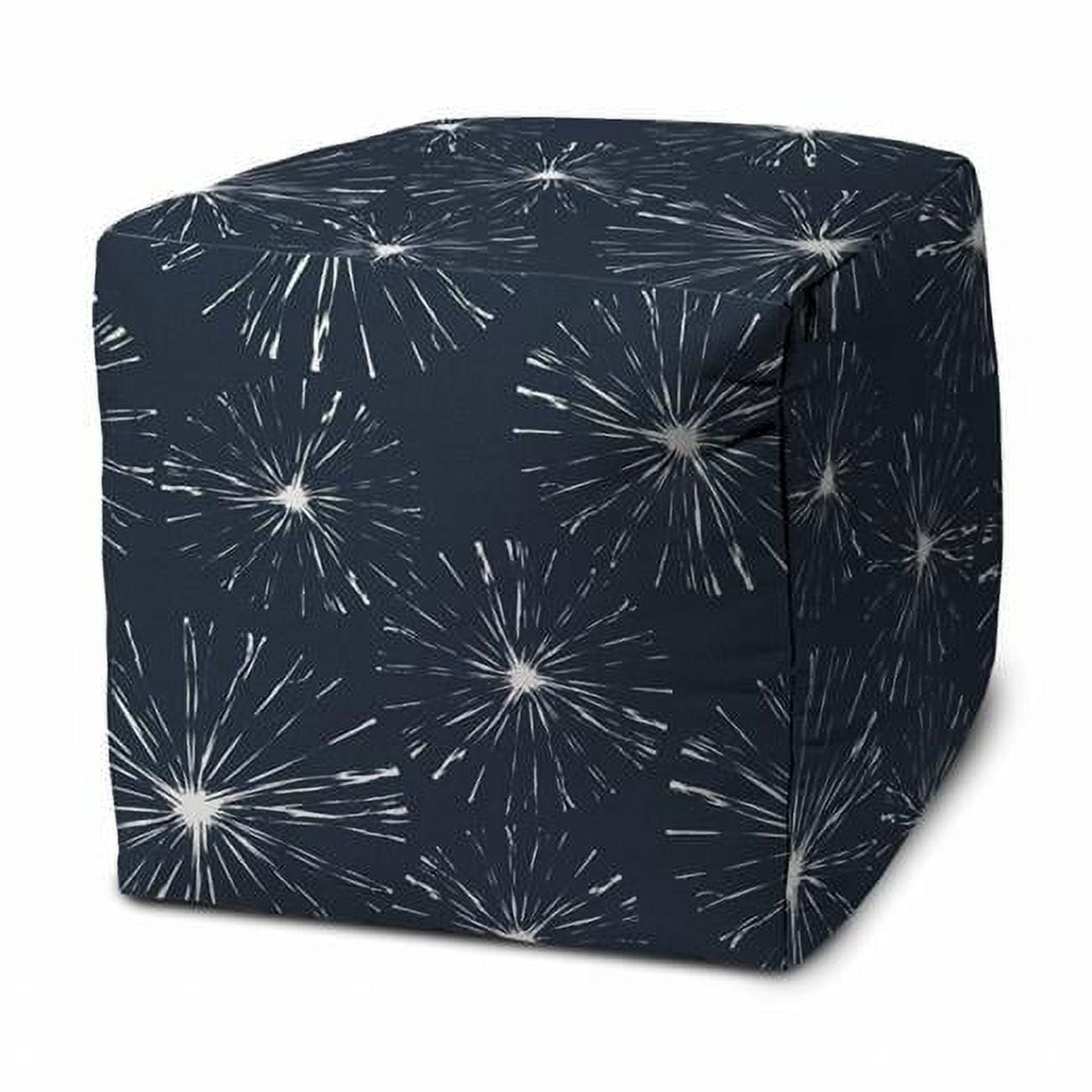17 x 17 x 1 in. Blue Cube Geometric Indoor & Outdoor Pouf Cover ...