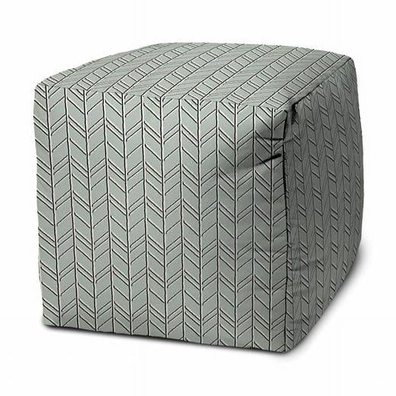 17 x 17 x 1 in. Green Cube Geometric Indoor & Outdoor Pouf Cover ...