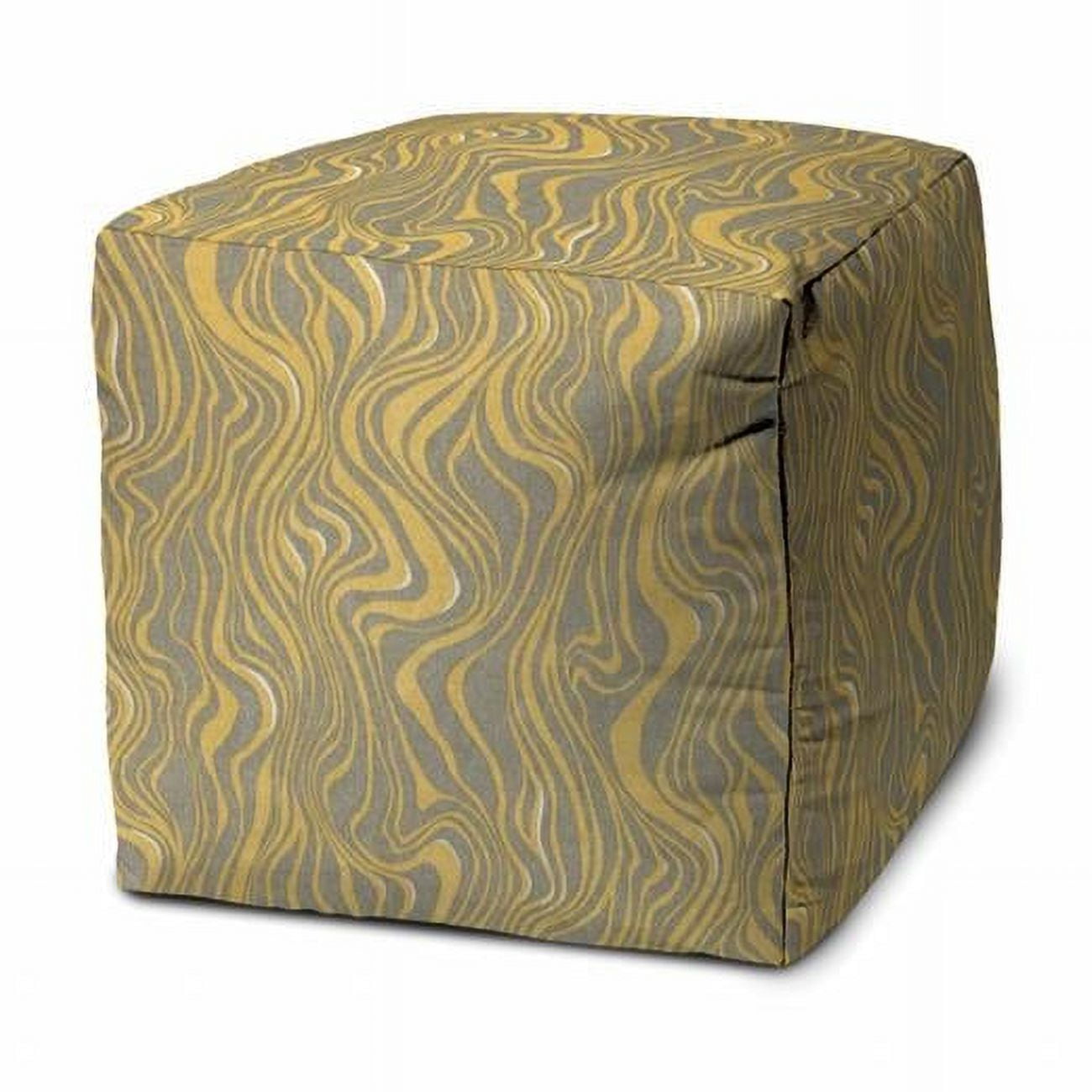 17 x 17 x 1 in. Yellow Cube Abstract Indoor & Outdoor Pouf Cover ...