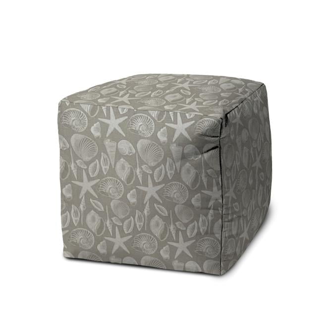 17 x 17 x 17 in. Gray Polyester Cube Indoor & Outdoor Pouf Ottoman ...