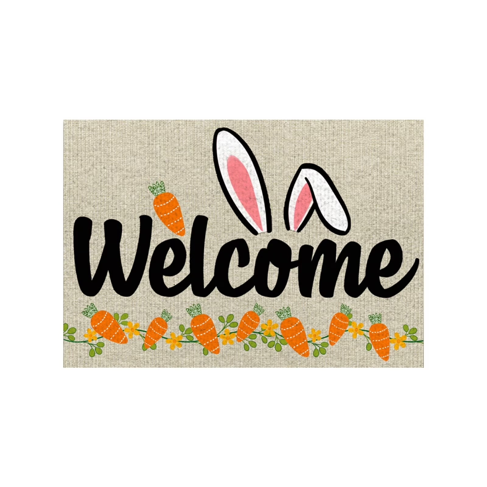 17" x 30" Welcome Easter Doormats Non Slip - Bunny Ears Carrot Entrance ...