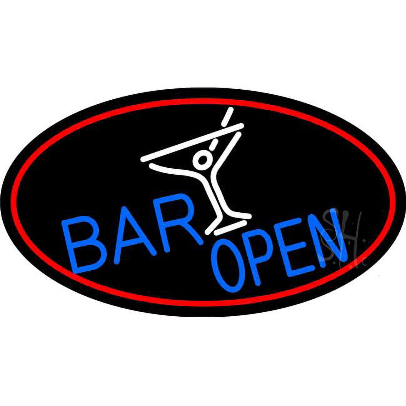 17 x 30 in. Blue Bar Open with Martini Glass Neon Sign - Red, White ...