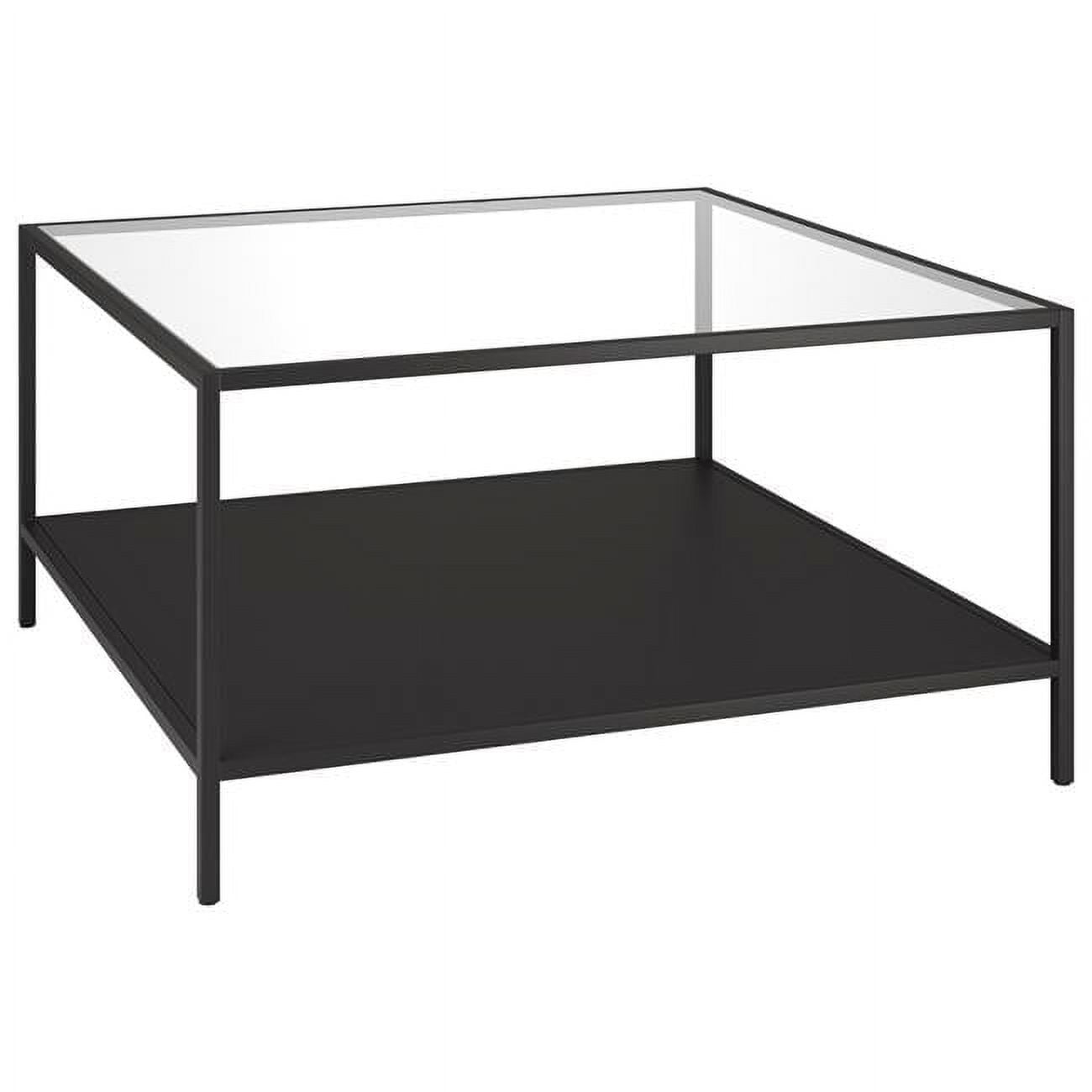 17 x 32 x 32 in. Black Glass Square Coffee Table with Shelf - Walmart.com