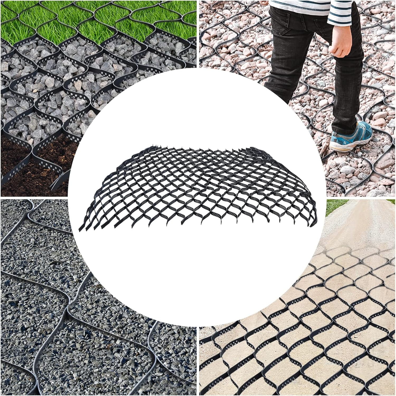 17 x 9 Ft Ground Geogrid, 2 in Depth Ground Grid, High-Density HDPE ...